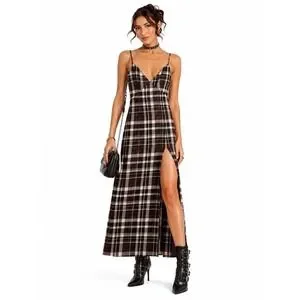 Alice + Olivia | Dresses | Alice Olivia Julietta Plaid Slip Maxi Dress ...